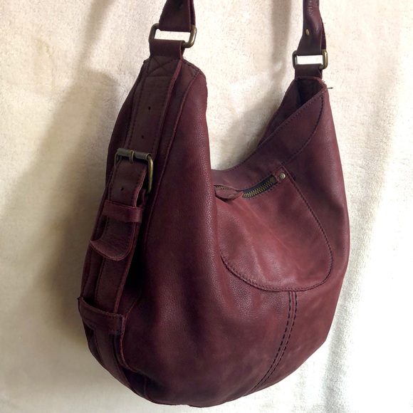 Roots | Bags | Vintage Roots Leather Slouchy Hobo Shoulder Bag Wine ...
